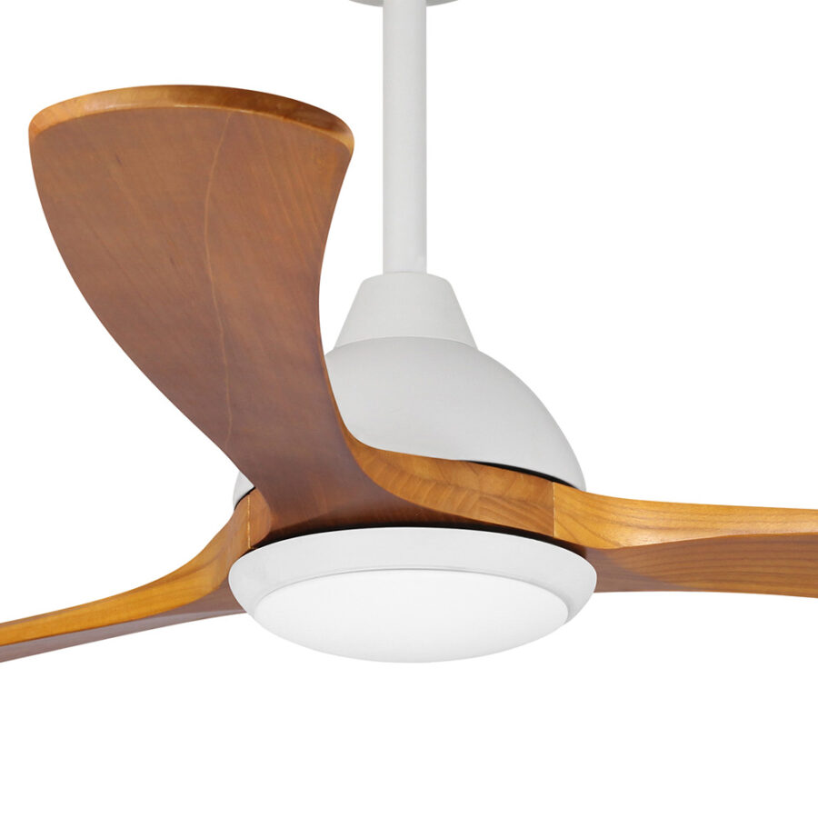 Sanctuary 70″ White DC Ceiling Fan with CCT LED Light – Teak Blades ...